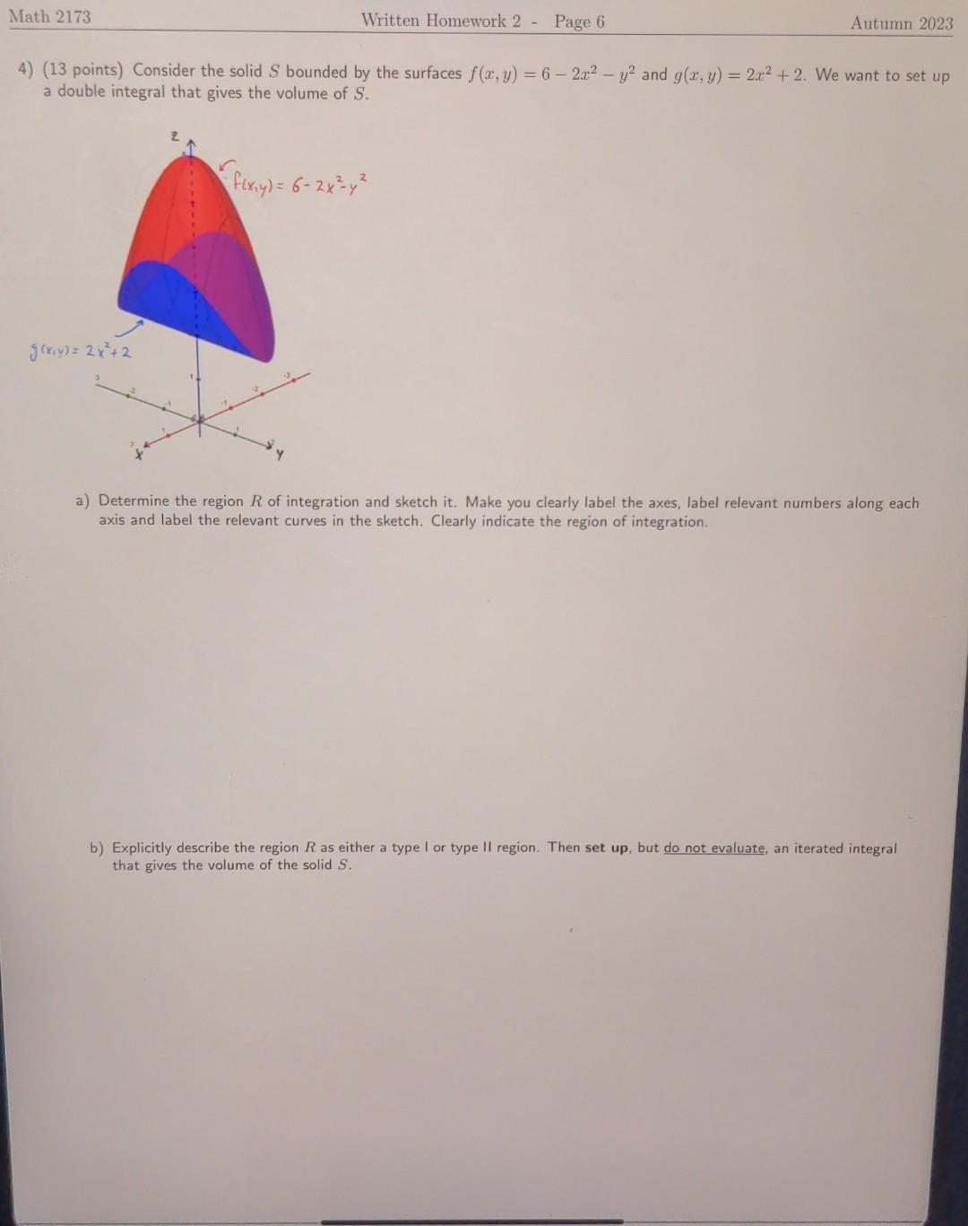 Solved 4) (13 points) Consider the solid S bounded by the | Chegg.com