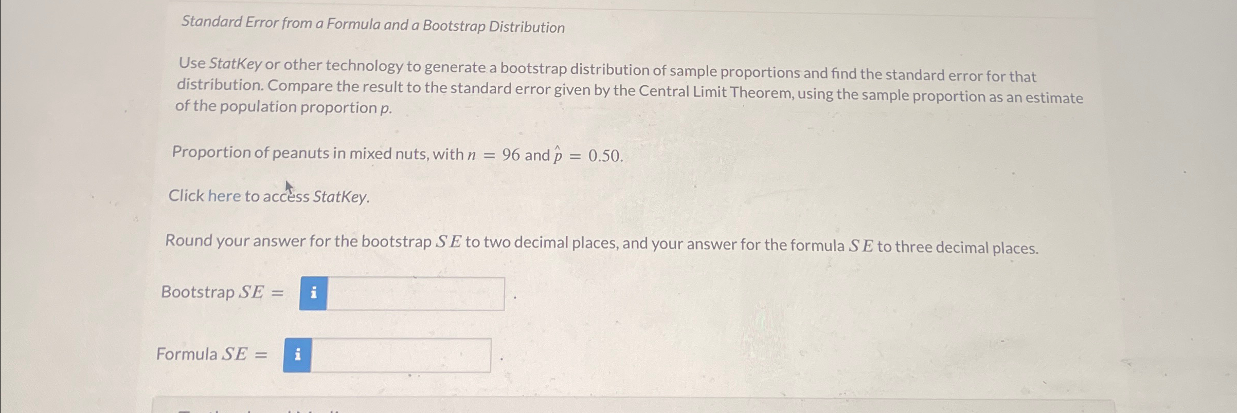 Solved Standard Error From A Formula And A Bootstrap 3756