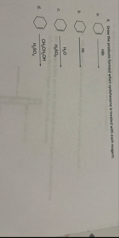 Solved Draw the products formed when cyclohexene is treated | Chegg.com