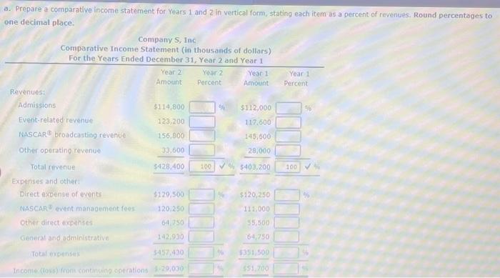 Solved a. Prepare a comparative income statement for Years 1 | Chegg.com