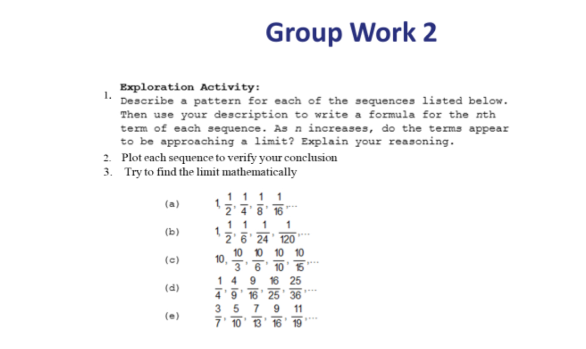Solved Group Work 21 . ﻿Exploration Activity:Describe a | Chegg.com