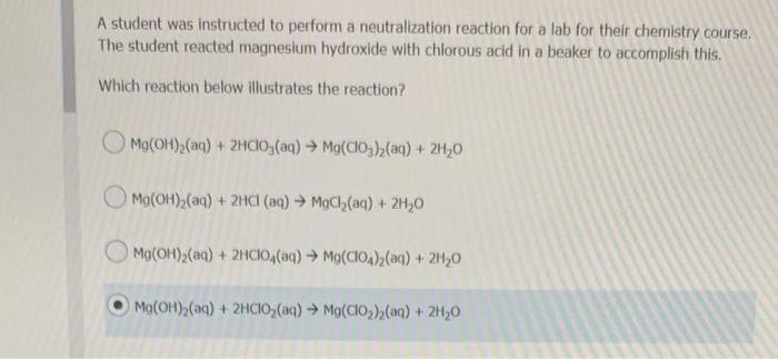 Solved A student was instructed to perform a neutralization | Chegg.com