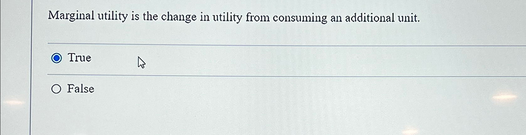 Solved Marginal utility is the change in utility from | Chegg.com