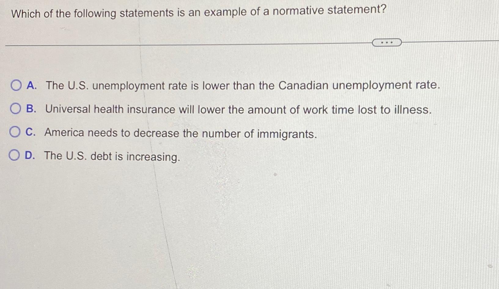 Solved Which of the following statements is an example of a | Chegg.com