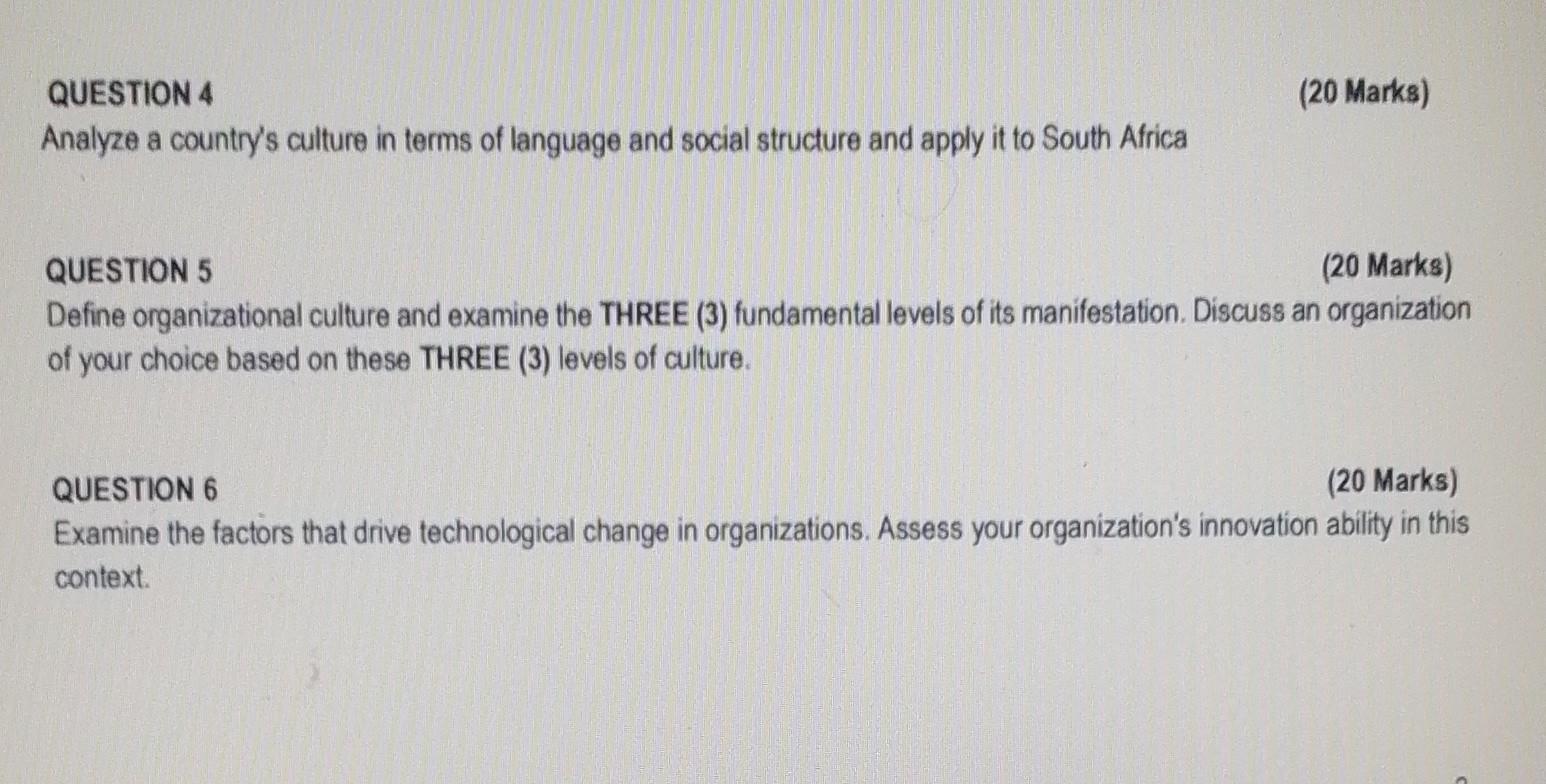 Solved QUESTION 4 (20 Marks) Analyze a country's culture in | Chegg.com