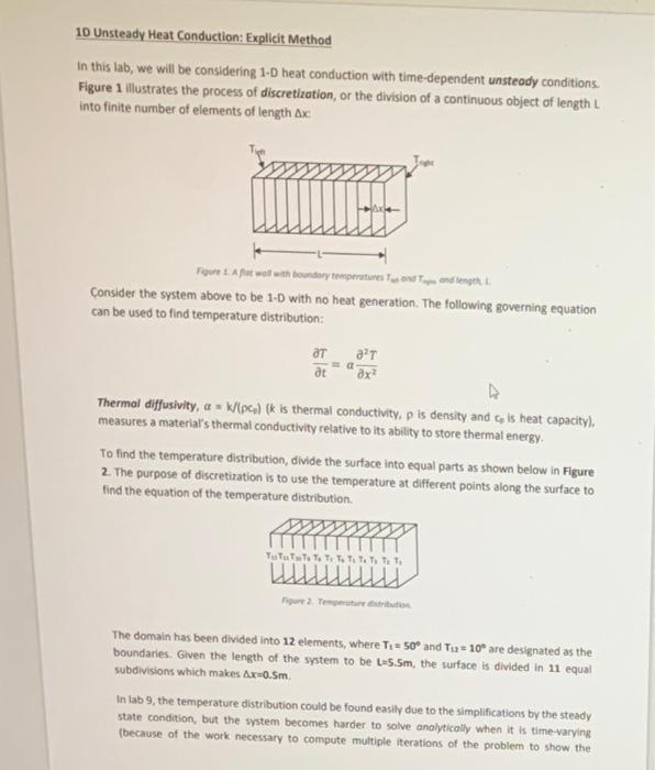 Solved 10 Unsteady Heat Conduction: Explicit Method In this | Chegg.com