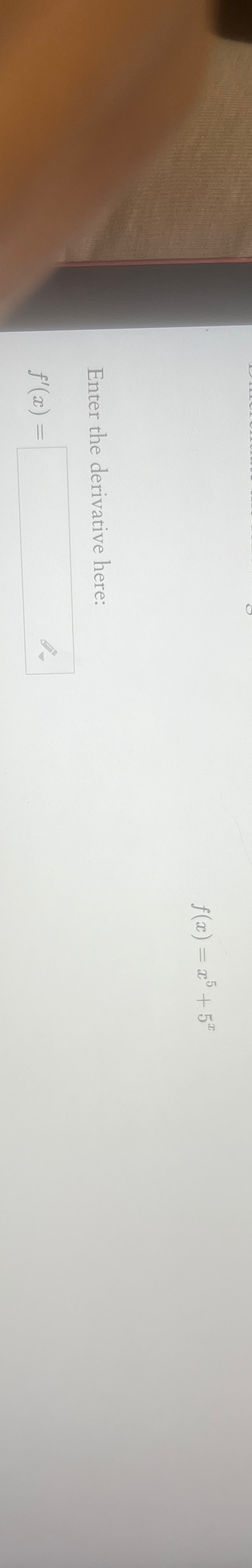 Solved f(x)=x5+5xEnter the derivative here:f'(x)= | Chegg.com