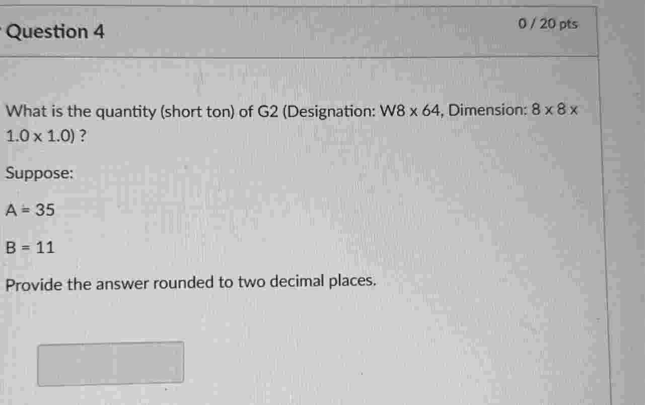 Solved by an EXPERT ×64, ﻿Dimension: 8×8×1.0×1.0 A=35B=11Provide the ...