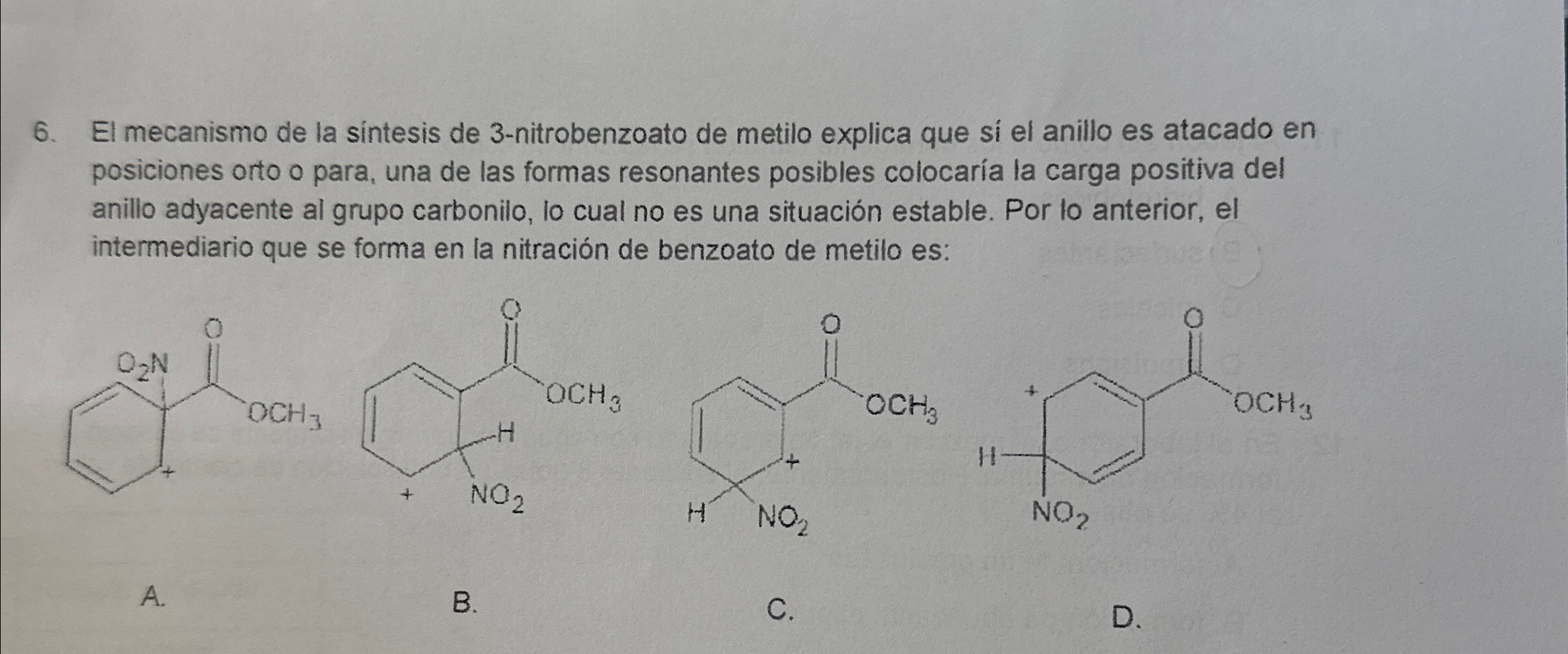Solved El mecanismo de la síntesis de 3-nitrobenzoato de | Chegg.com