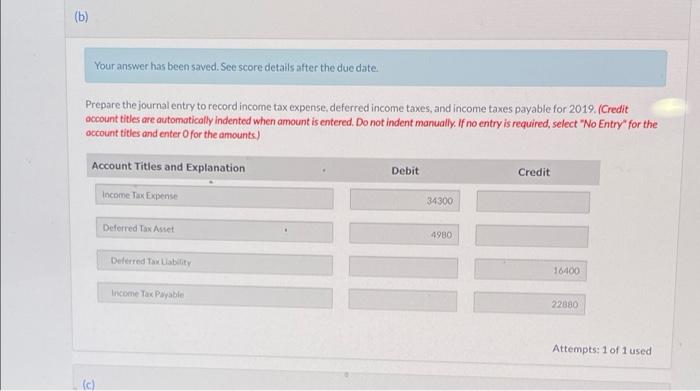 Solved prepare the journal entry to record income tax | Chegg.com