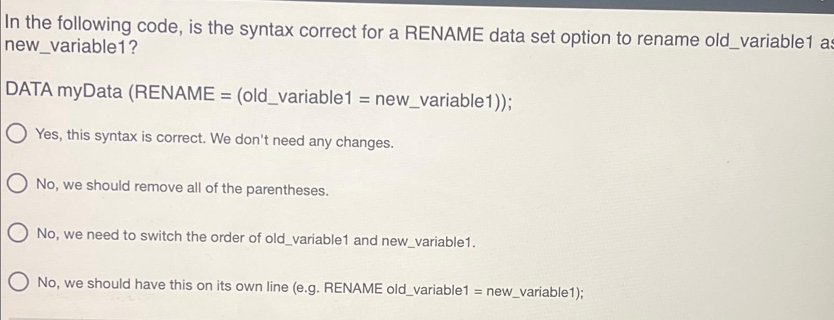 Solved In The Following Code Is The Syntax Correct For A