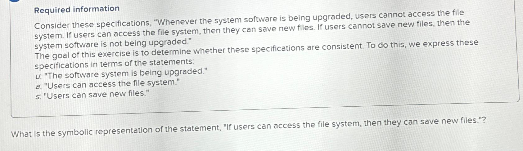 Solved Required informationConsider these specifications, | Chegg.com