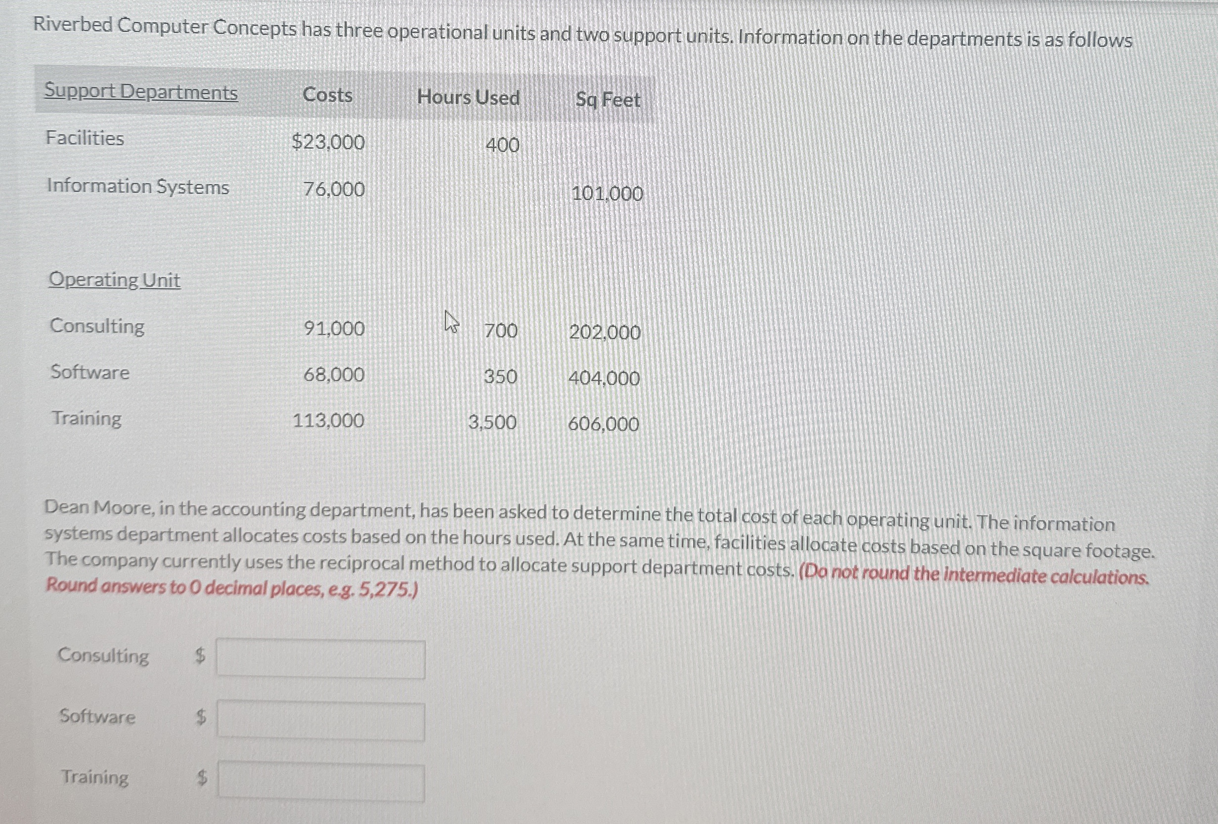 Solved Riverbed Computer Concepts has three operational | Chegg.com