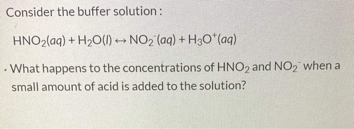 Solved Consider the buffer solution: HNO2(aq) + H2O(l) + NO2 | Chegg.com