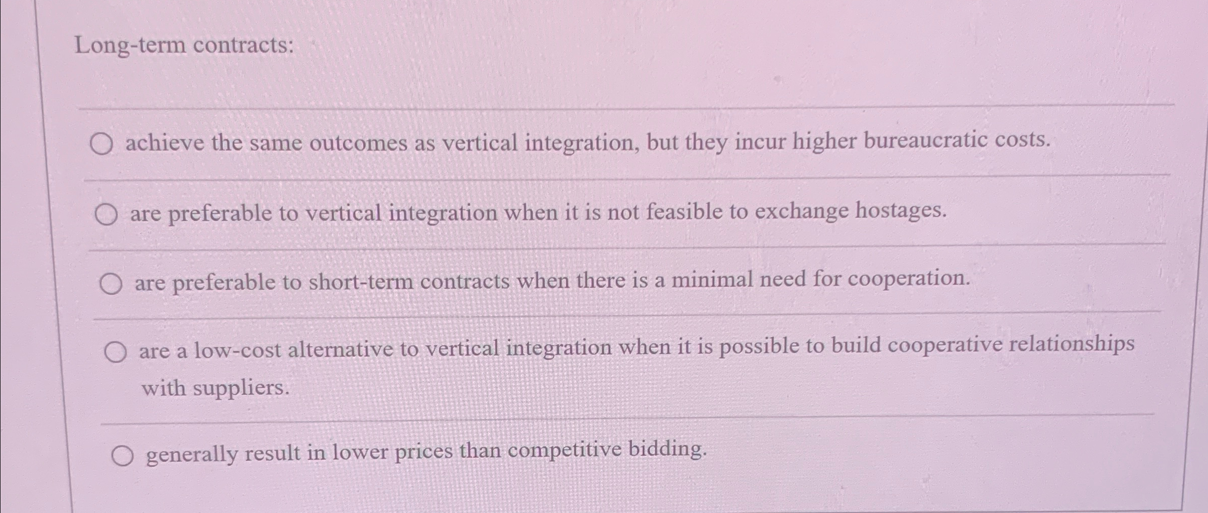 Solved Long-term contracts:q,achieve the same outcomes as | Chegg.com