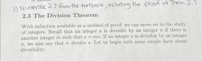 Solved Answer Question 3 3) Do exercise 2.7 from the | Chegg.com ...