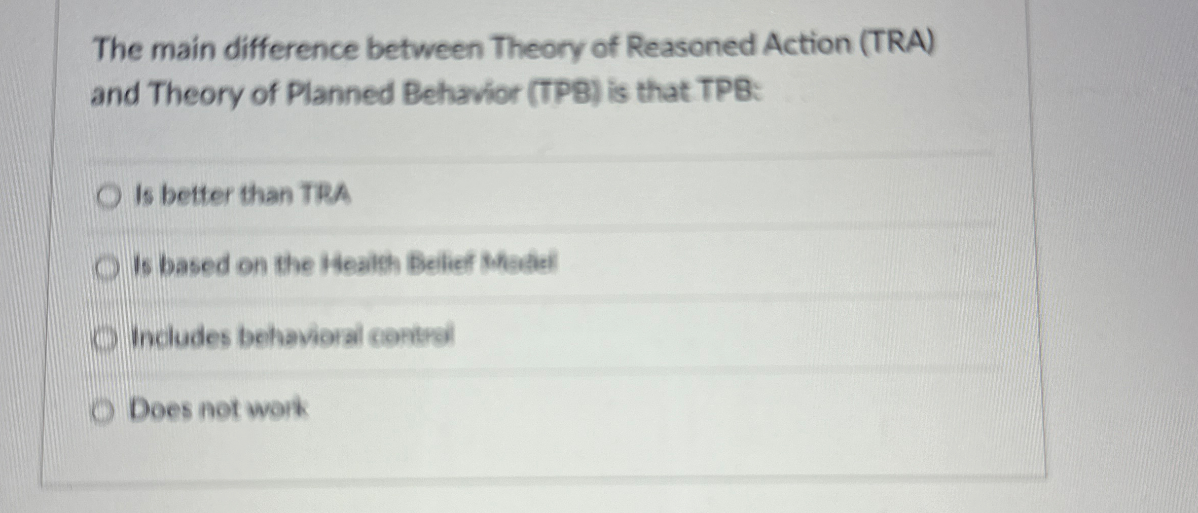 Solved The main difference between Theory of Reasoned Action | Chegg.com