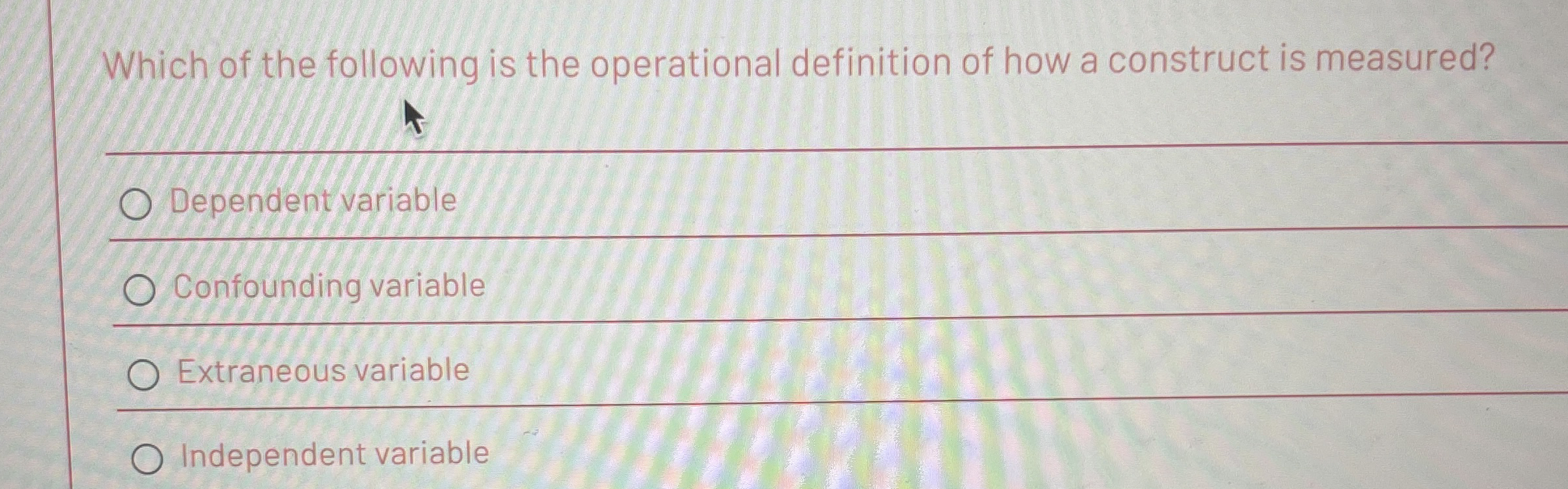 Solved Which of the following is the operational definition | Chegg.com