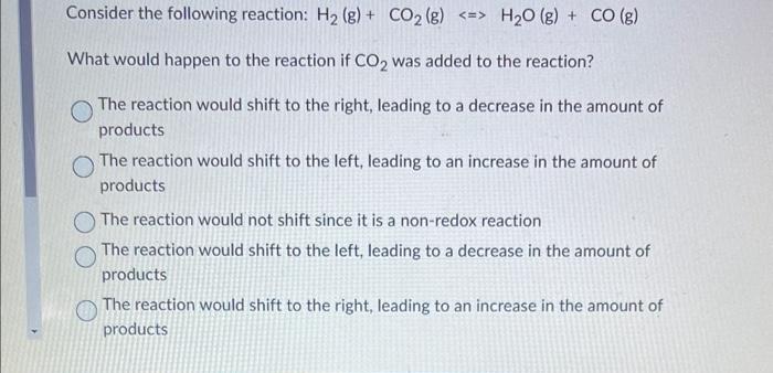 Solved Consider The Following Reaction H2 G Co2