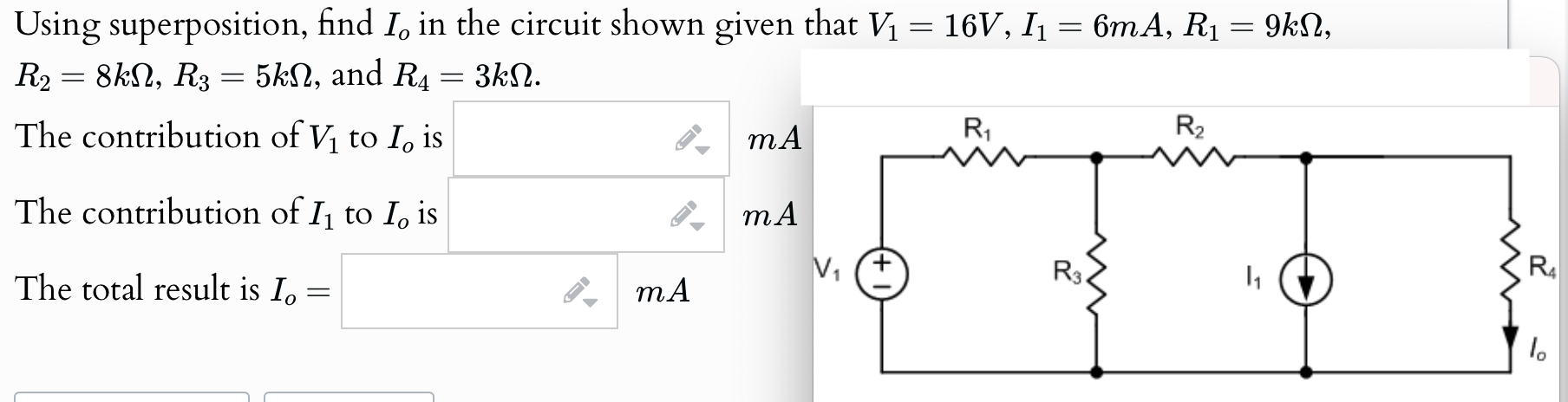 Solved Using superposition, find I_(o) ﻿in the circuit shown | Chegg.com