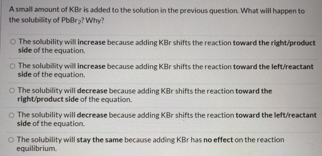 Solved A saturated solution of PbBr2 is made by mixing the | Chegg.com