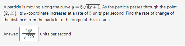 Solved A particle is moving along the curve y=54x+12. ﻿As | Chegg.com