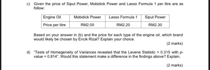 Solved Encik Rizal manages a car rental company. He plans to | Chegg.com