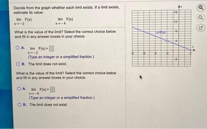 Solved AY 16- Decide from the graph whether each limit | Chegg.com