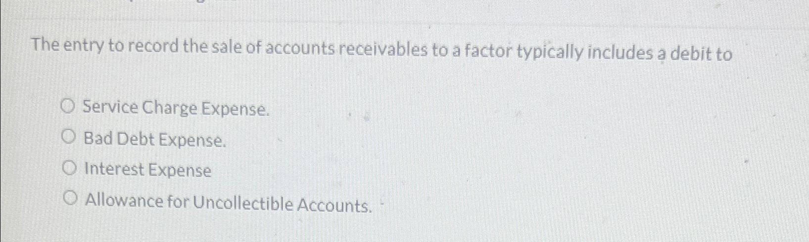 Solved The entry to record the sale of accounts receivables | Chegg.com