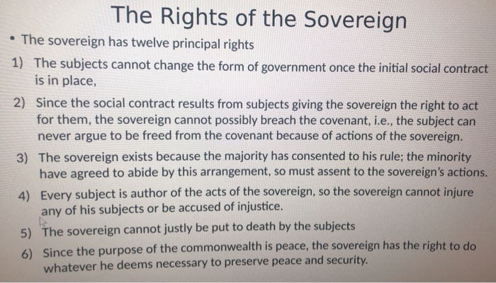 Solved The Rights of the Sovereign The sovereign has twelve | Chegg.com