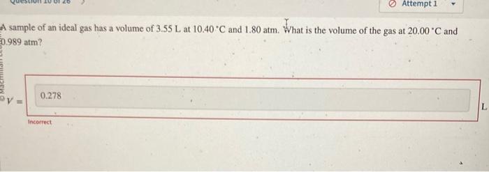 Solved sample of an ideal gas has a volume of 3.55 L at | Chegg.com