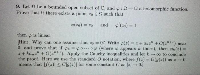 Solved 9. Let 2 be a bounded open subset of C, and y: 12+2 a | Chegg.com