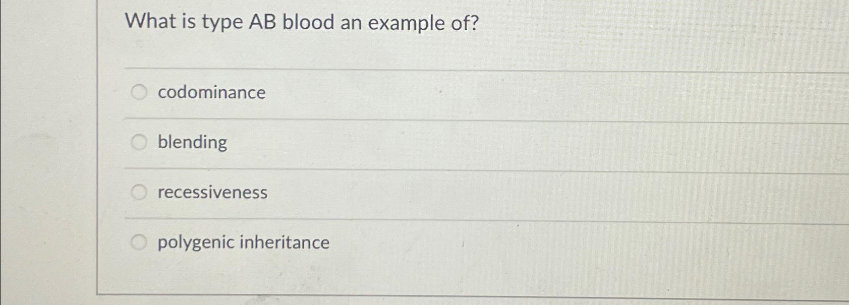 Solved What is type AB blood an example | Chegg.com