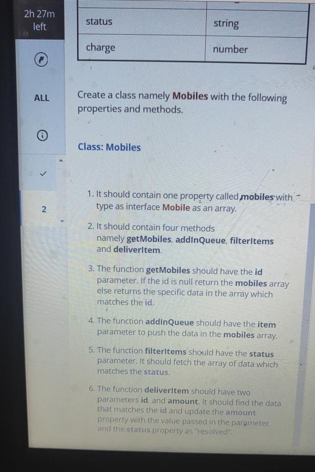 Solved ALL Create a class namely Mobiles with the following | Chegg.com