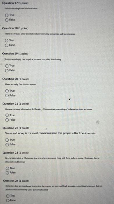 Solved Question 17 (1 point) True False Question 18 (1 | Chegg.com Solved Question 17 (1 point) True False Question 18 (1 | Chegg.com