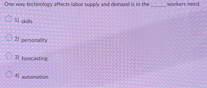 Solved One way technology affects labor supply and demand is | Chegg.com