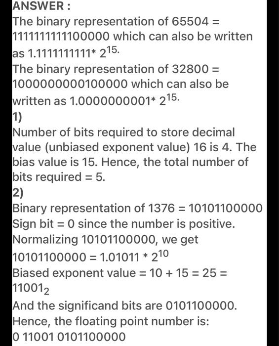 Solved Question 3: An Imaginary Floating Point number | Chegg.com