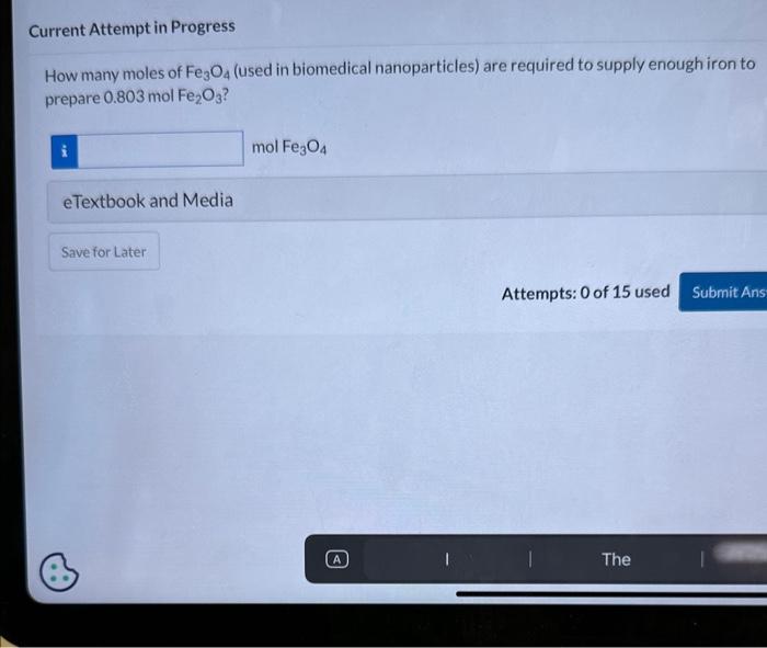 Solved How many moles of Fe3O4 (used in biomedical | Chegg.com