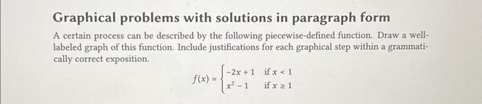 Solved Graphical problems with solutions in paragraph form A | Chegg.com