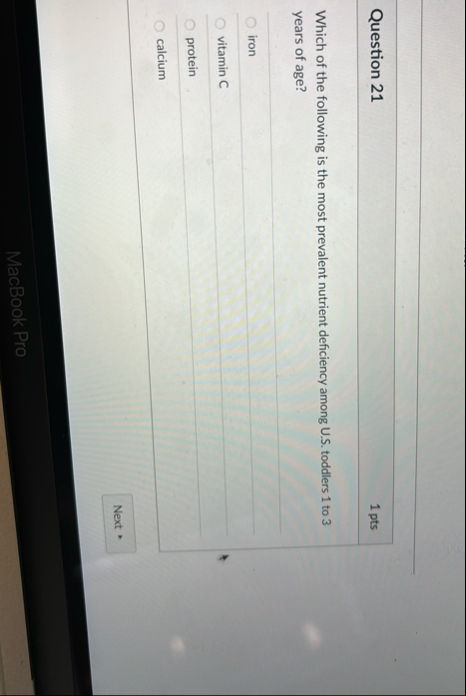 [Solved]: Question 21 1 pts Which of the following is the mo