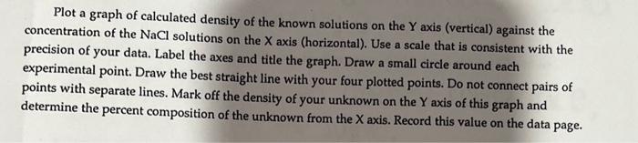 Solved Plot a graph of calculated density of the known | Chegg.com