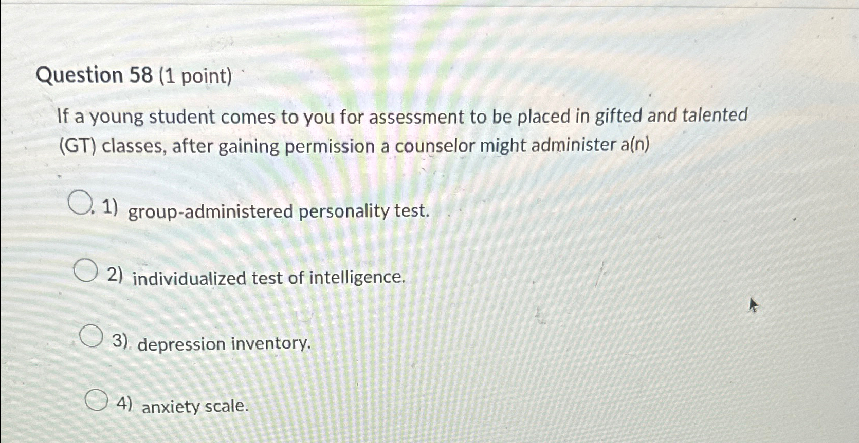 Solved Question 58 (1 ﻿point)If a young student comes to you | Chegg.com
