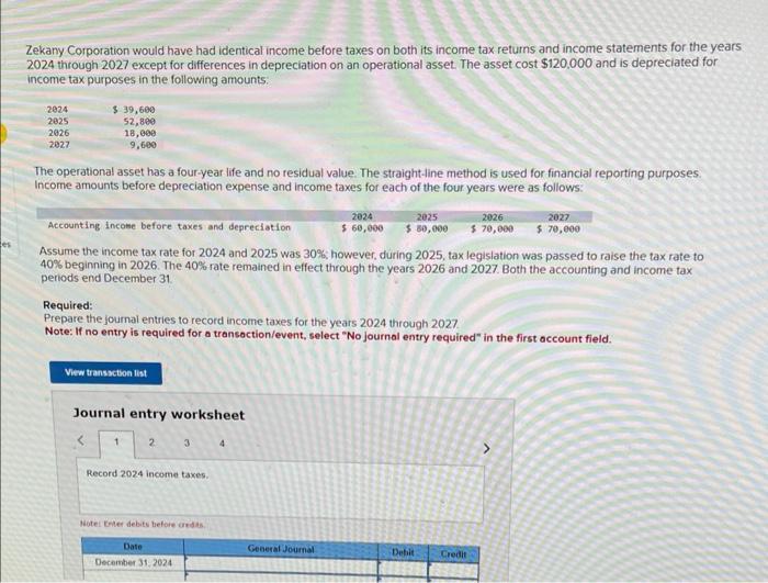 Solved Zekany Corporation would have had identical income | Chegg.com