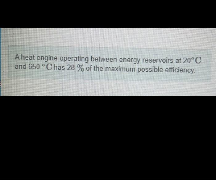 Solved A heat engine operating between energy reservoirs at | Chegg.com