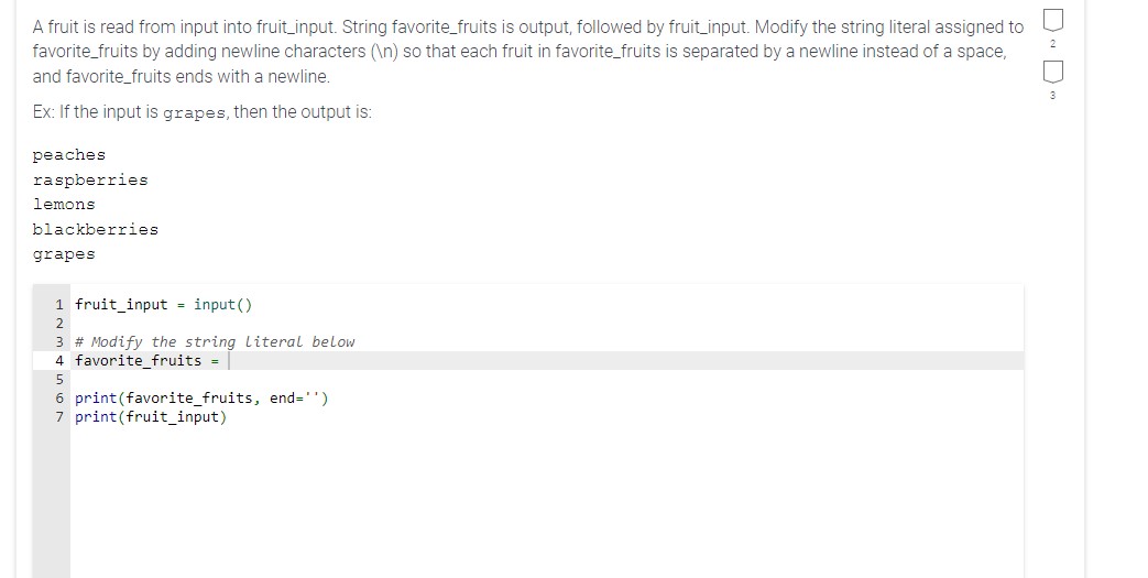 Solved A fruit is read from input into fruit_input. String | Chegg.com