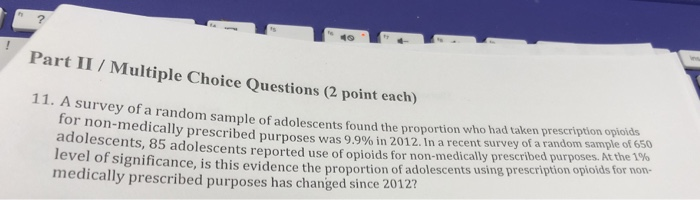 Solved Part II / Multiple Choice Questions (2 point each) | Chegg.com