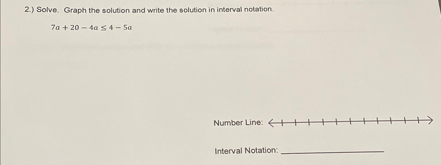 Solved 2.) ﻿Solve. Graph the solution and write the solution | Chegg.com