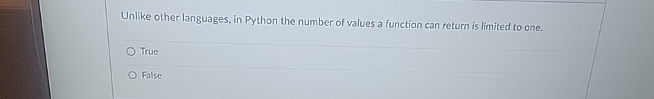Solved Unlike other languages, in Python the number of | Chegg.com