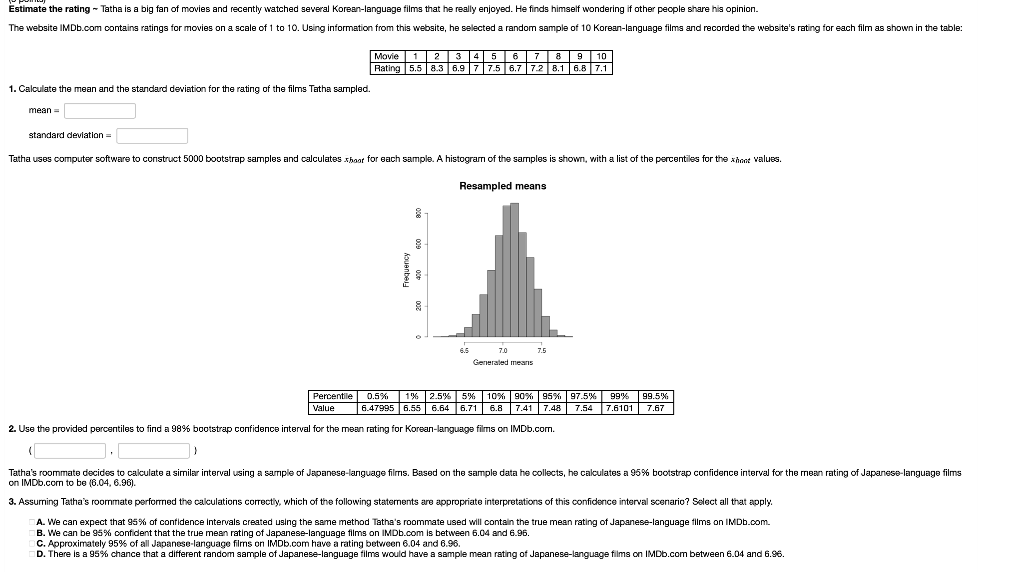 Solved standard deviation \( = \) ﻿Tatha uses computer | Chegg.com