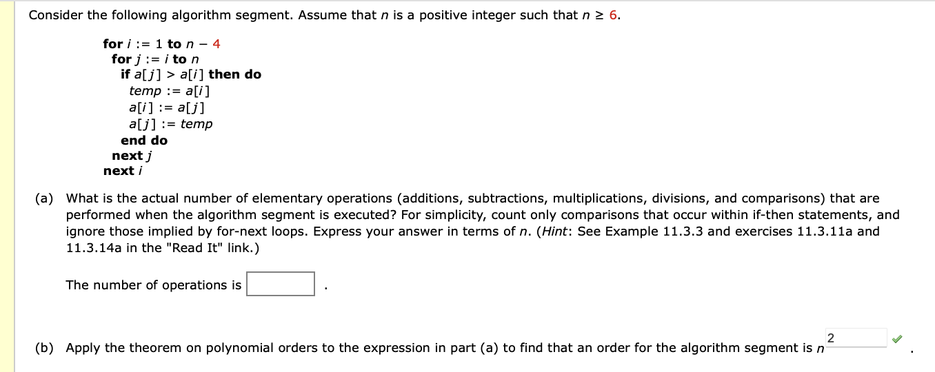 Solved Consider The Following Algorithm Segment Assume That